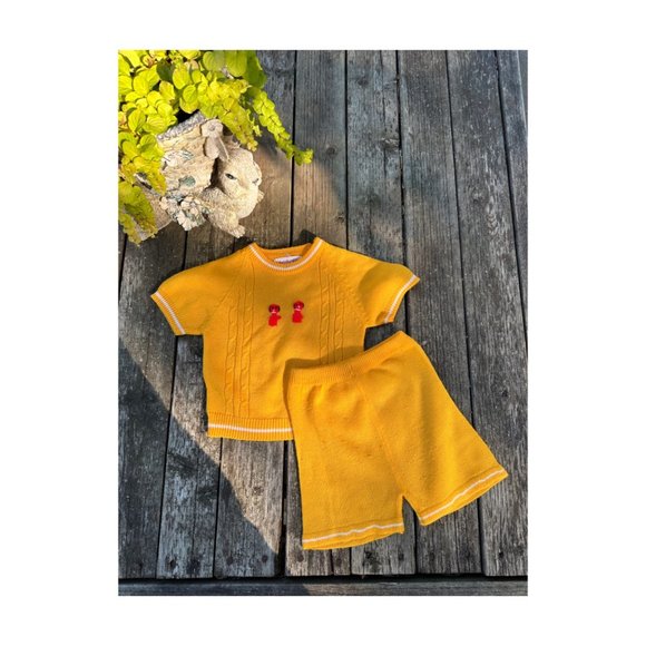 Vintage | Matching Sets | Vtg 7s Young Fair Togs Gold Knit Shorts Set ...